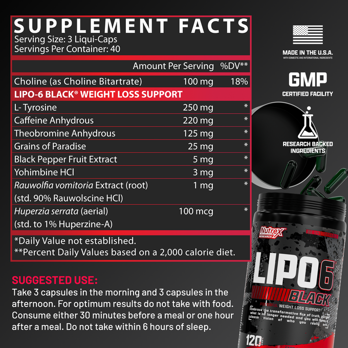 LIPO-6 BLACK – Powerful Fat Burner for Metabolism, Focus & Energy